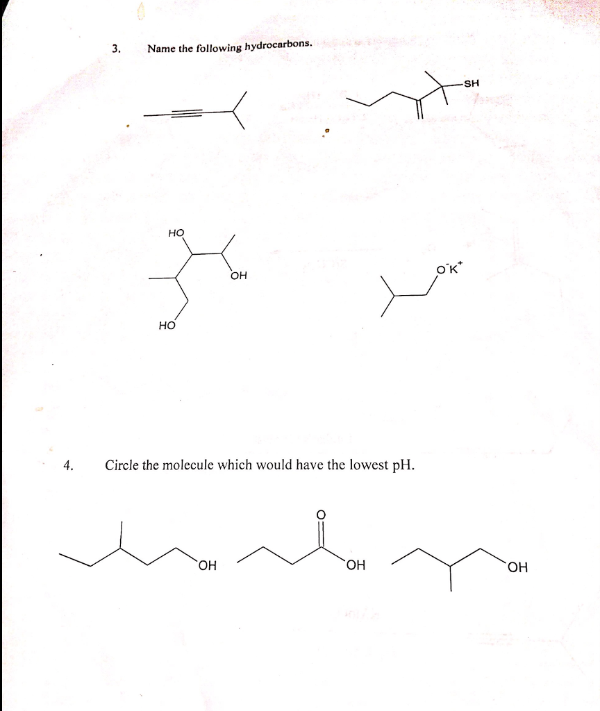 Solved Name the following hydrocarbons. Circle the molecule | Chegg.com