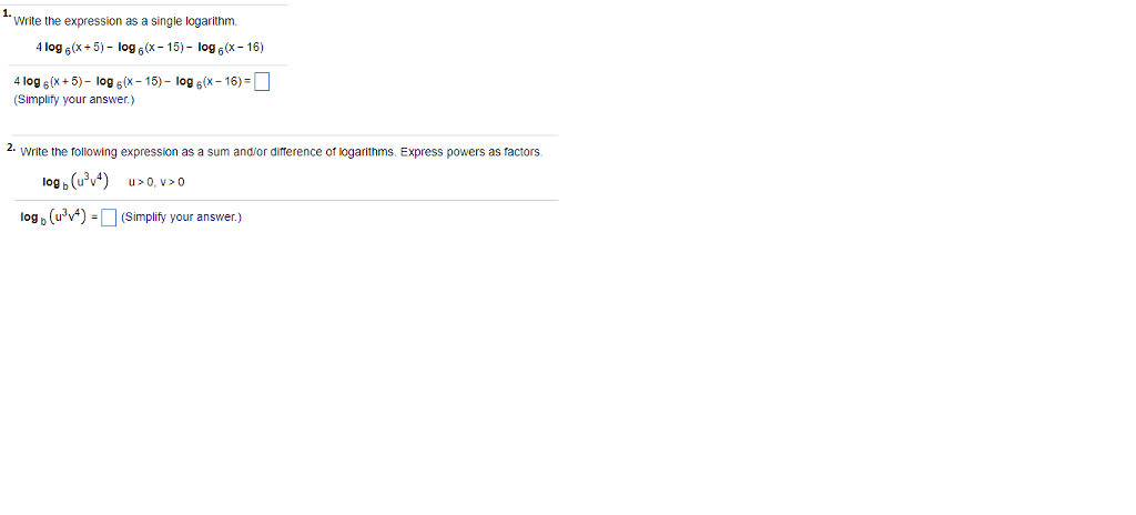 Solved Write the expression as a single logarithm. 4 log_6 | Chegg.com