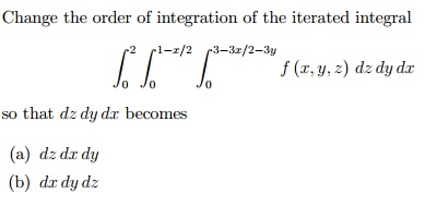 Solved Change the order of integration of the iterated | Chegg.com