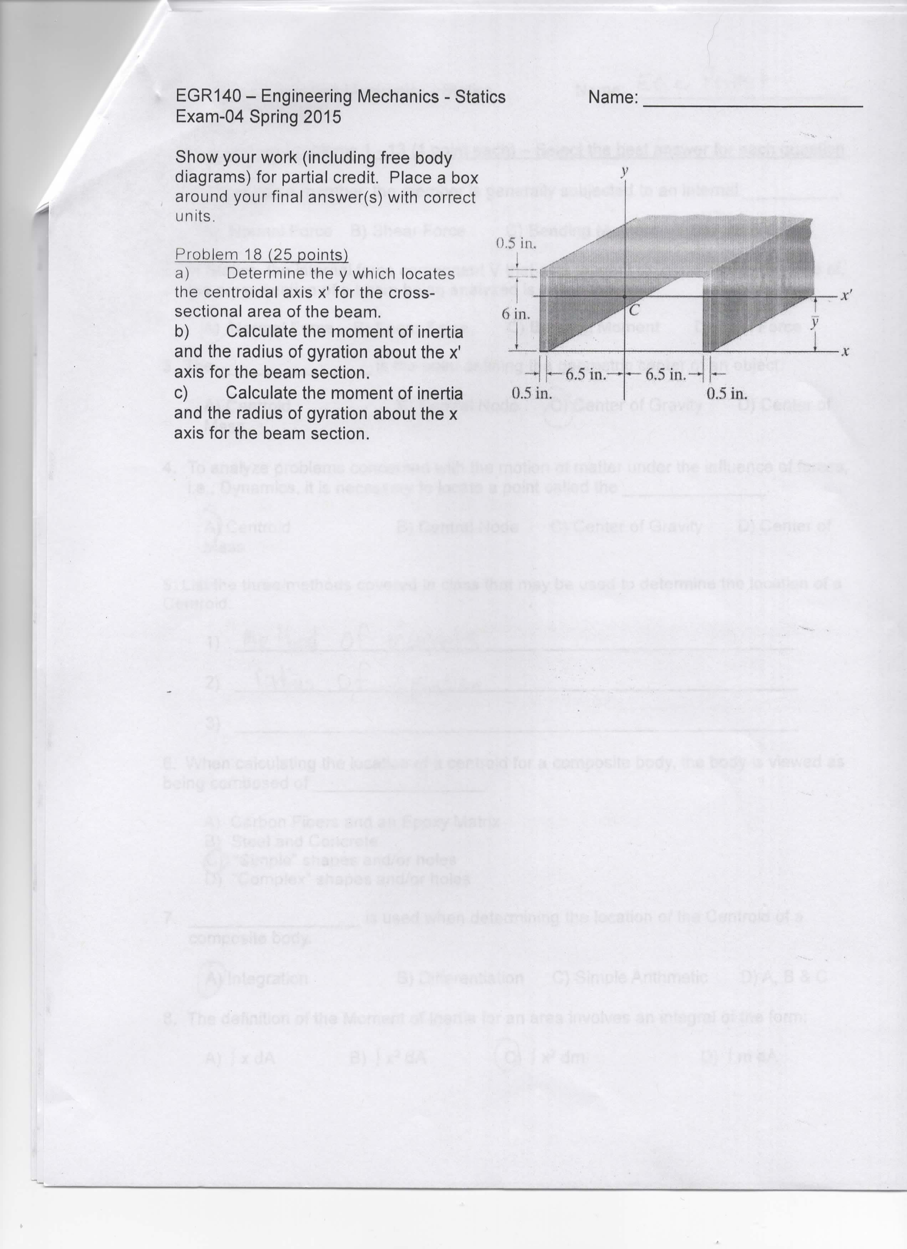 Solved EGR140 - Engineering Mechanics - Statics Exam -04 | Chegg.com