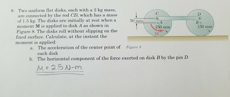 Solved 8. Two uniform flat disks, each with a 2 kg mass, are | Chegg.com