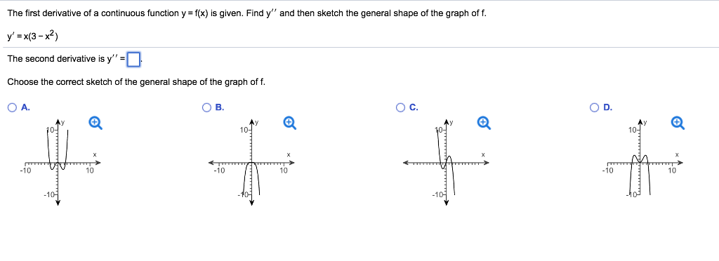 Solved The first derivative of a continuous function y = | Chegg.com