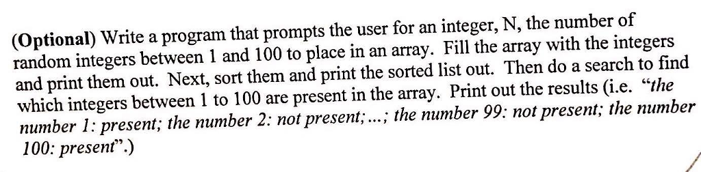 Solved (Optional) Write a program that prompts the user for | Chegg.com