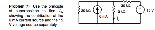 Solved Use the principle of superposition to find I0, | Chegg.com