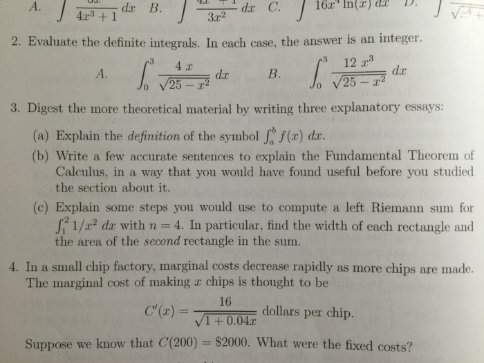 Solved Evaluate the definite integrals. In each case, the | Chegg.com