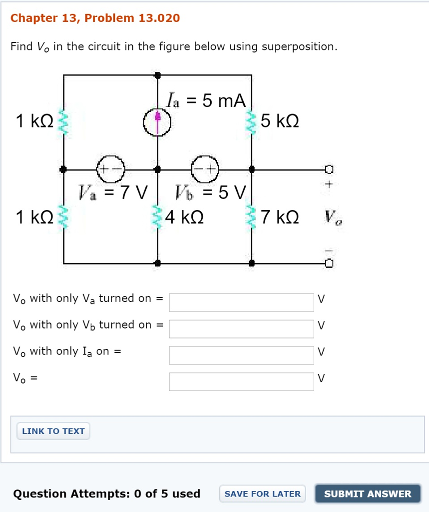 Solved Chapter 13, Problem 13.020 Find Vo in the circuit in | Chegg.com