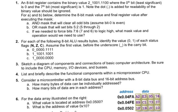 Solved An 8-bit register contains the binary value | Chegg.com
