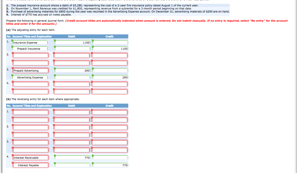 Solved The prepaid insurance account shows a debit of | Chegg.com