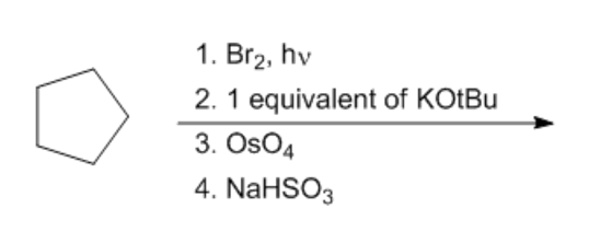 Solved 1. Br2, hv 2. 1 equivalent of KOtBu 3. OsO4 4. NaHSO | Chegg.com