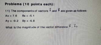 Solved The components of vectors rightarrow A and rightarrow | Chegg.com