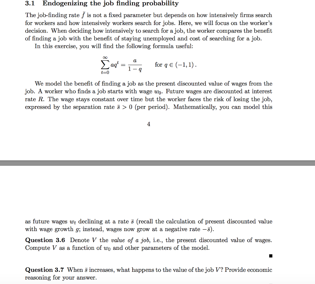 3.1 Endogenizing the job finding probability The | Chegg.com