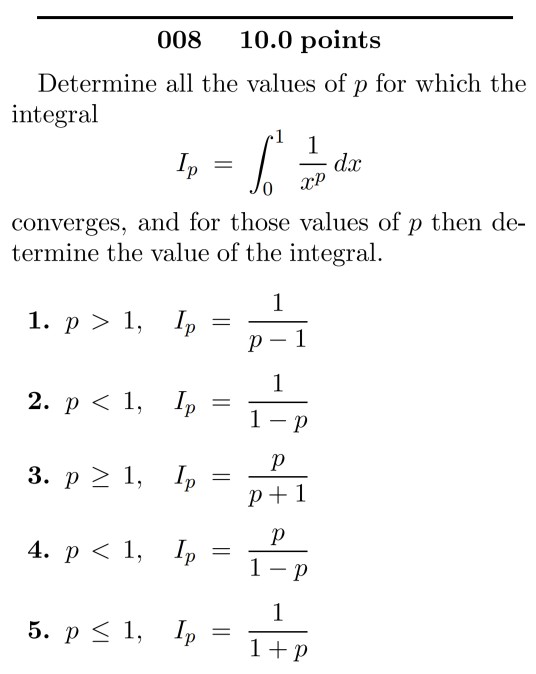 Solved 008 10.0 points Determine all the values of p for | Chegg.com
