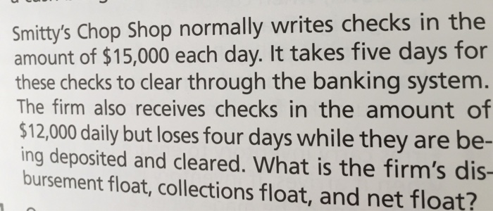 Solved Smitty's Chop Shop normally writes checks in the | Chegg.com