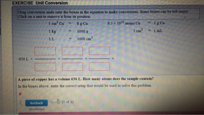 Solved Drag conversion units onto the boxes in the equation | Chegg.com