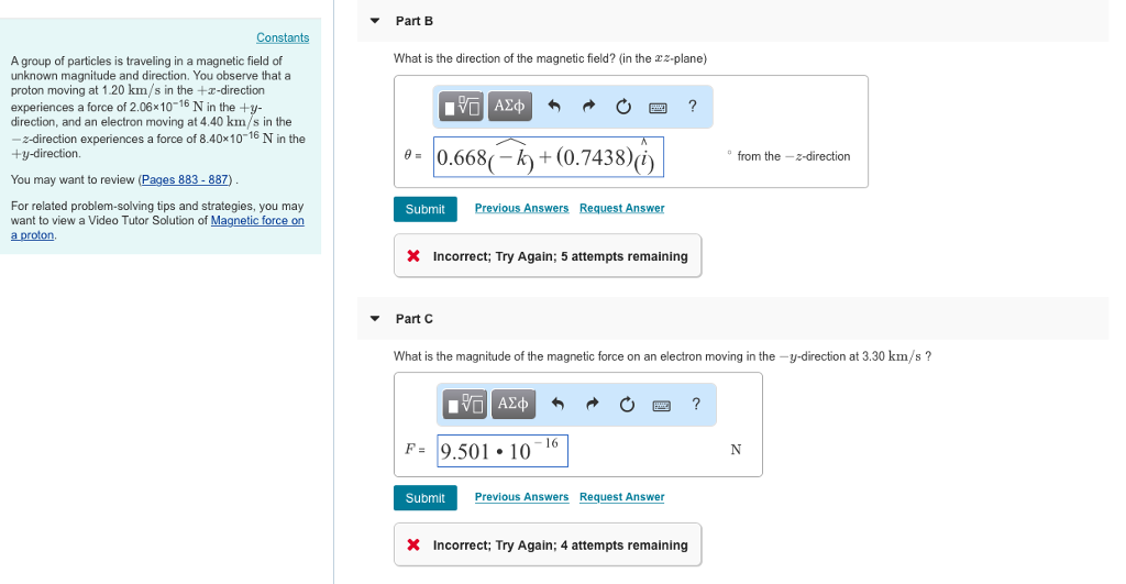 Solved Part B Constants What is the direction of the | Chegg.com