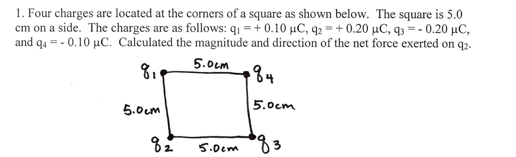 Solved 1. Four charges are located at the corners of a | Chegg.com