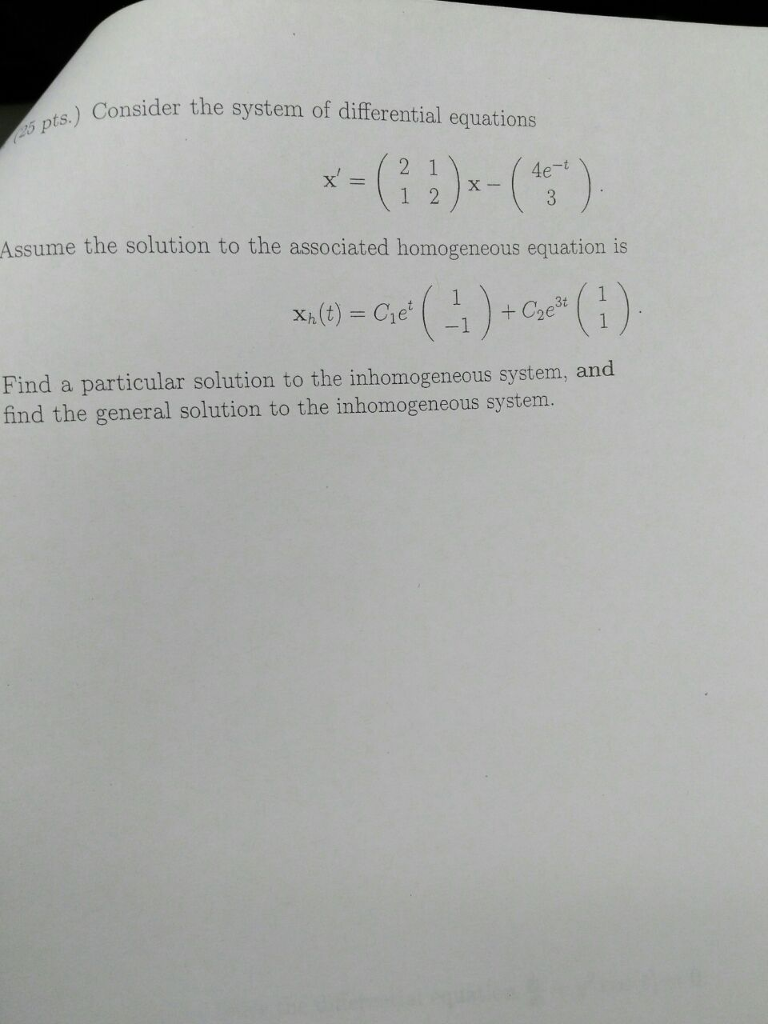 Solved Consider the system of differential equations x' = (2 | Chegg.com
