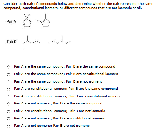 Solved Consider each pair of compounds below and determine | Chegg.com