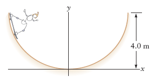 Solved A skateboarder is practicing on the "half-pipe" shown | Chegg.com