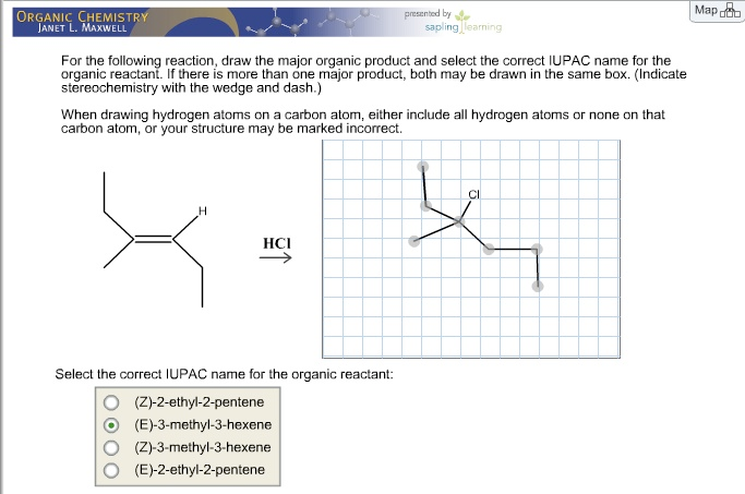 Solved For the following reaction, draw the major organic | Chegg.com