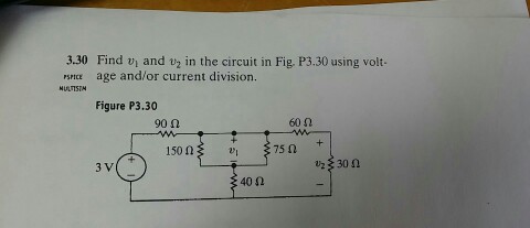 Solved 3.30 Find vi and v2 in the circuit in Fig, P3.30 | Chegg.com