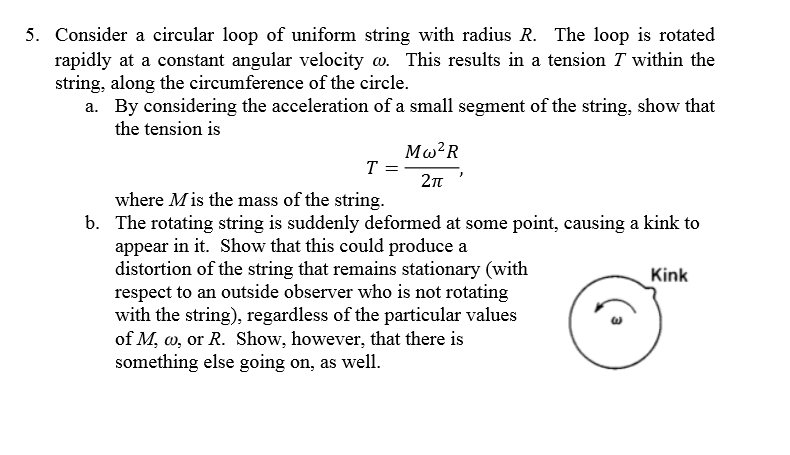 Solved 5. Consider a circular loop of uniform string with | Chegg.com