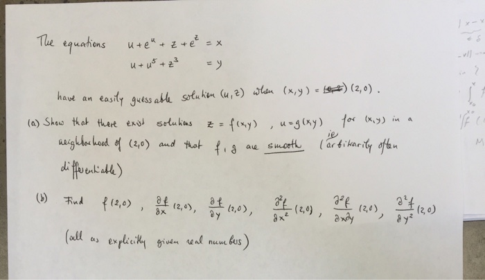 Solved The equation u + e^u + z + e^z = x u + u^5 + z ^3 = y | Chegg.com