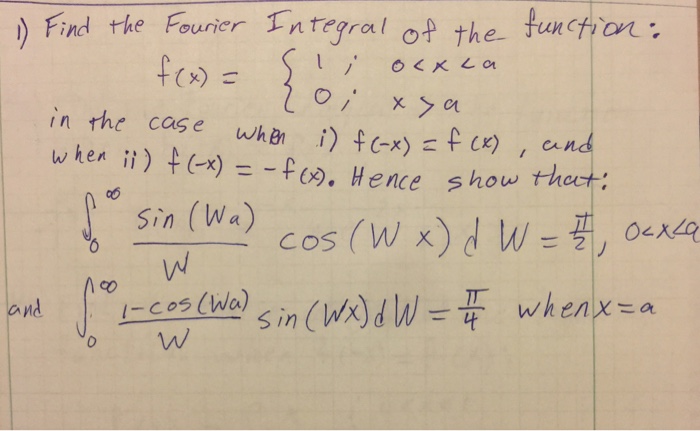 Solved Find the Fourier Integral of the function: f(x) = | Chegg.com
