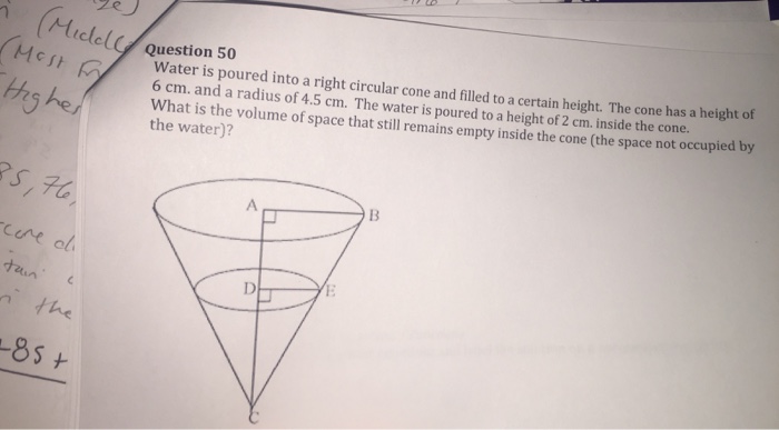 Solved Water is poured into a right circular cone and filled | Chegg.com