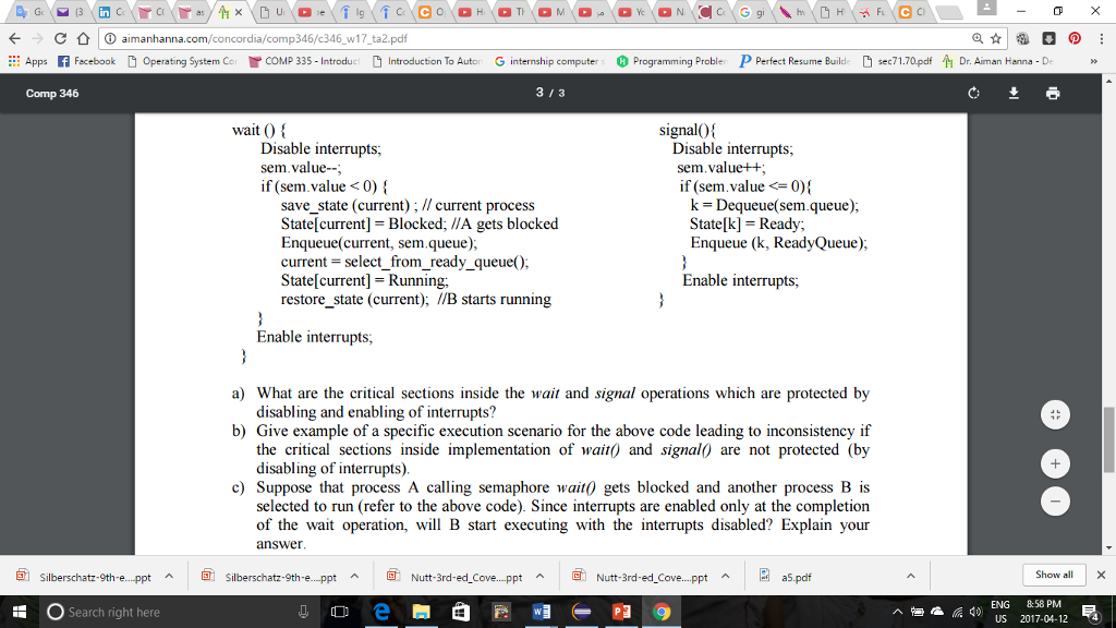 Solved C aimanhanna.com w17 ta2.pdf Apps f Facebook D | Chegg.com