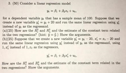 3. (50) Consider a linear regression model for a | Chegg.com