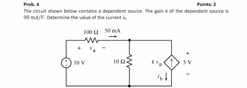 Solved Prob.4 The circuit shown below contains a dependent | Chegg.com