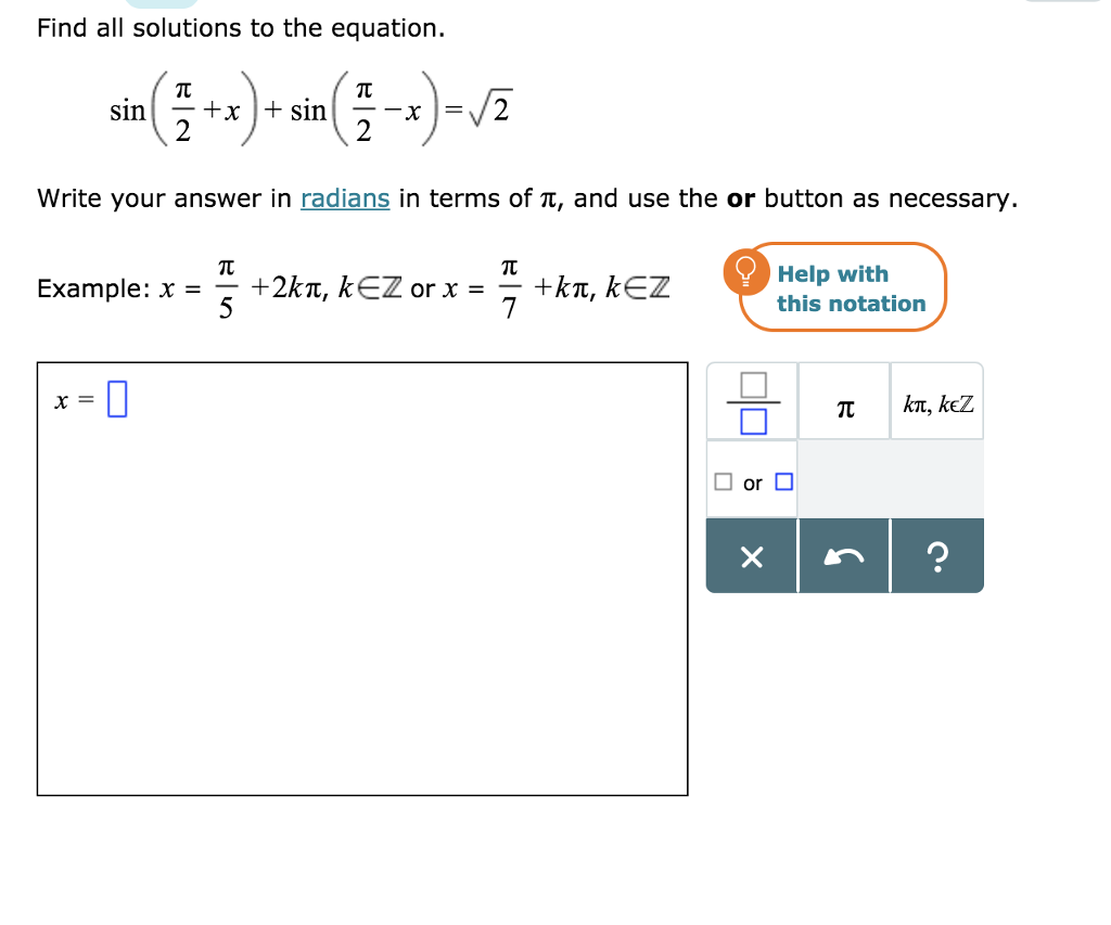 Solved Find all solutions to the equation. write your answer | Chegg.com