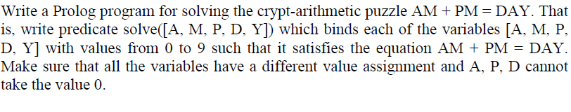 Solved Write a Prolog program for solving the | Chegg.com