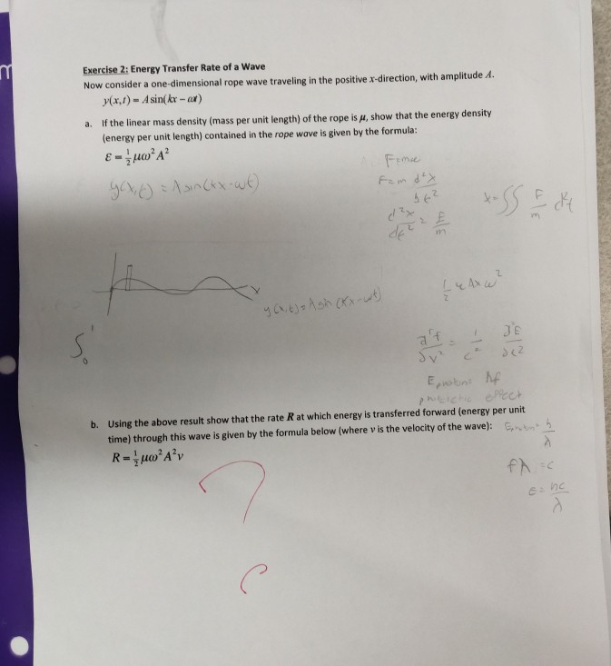 Solved Exercise 2: Energy Transfer Rate of a Wave Now | Chegg.com