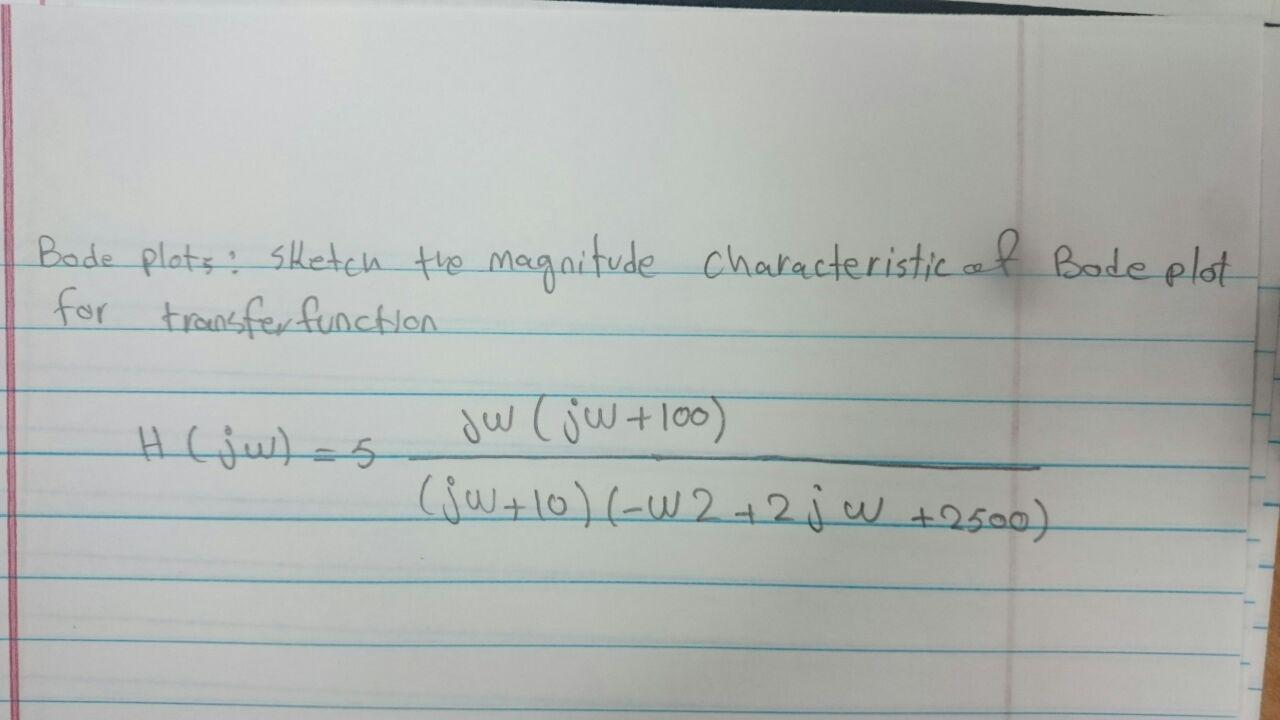 Solved Bode plots: Sketch the magnitude characteristic at | Chegg.com