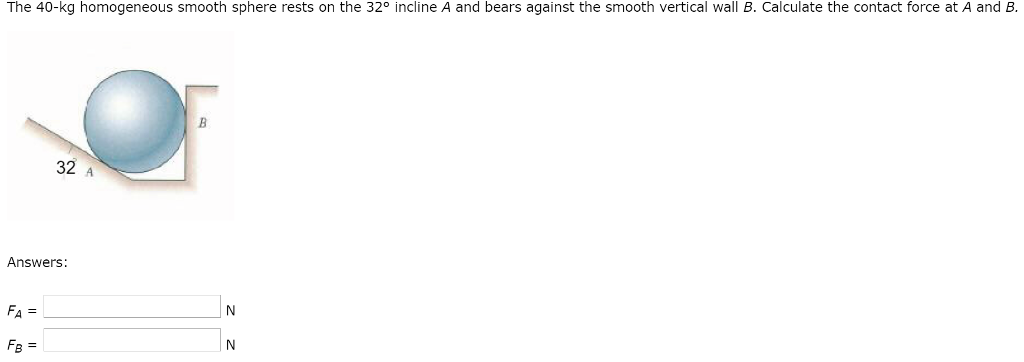 Solved The 40-kg homogeneous smooth sphere rests on the 32° | Chegg.com