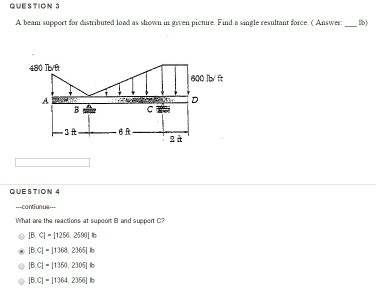 Solved A beam support for distributed load as shown in given | Chegg.com