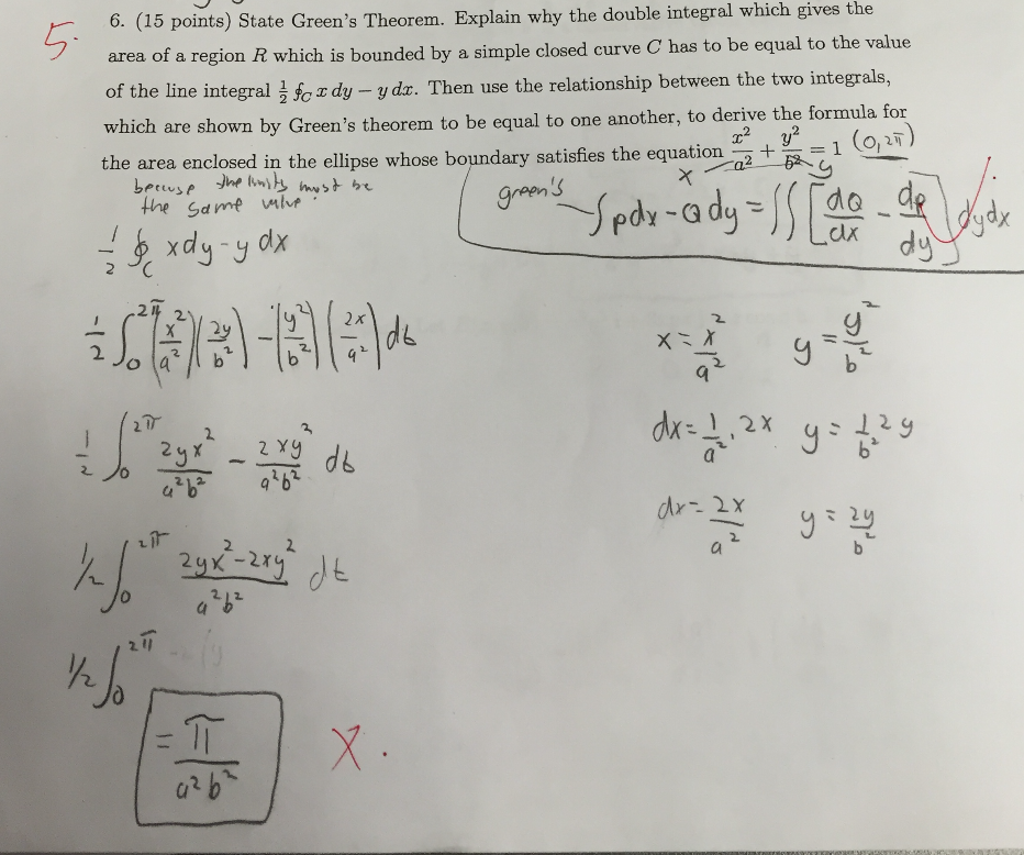 State Green's Theorem. Explain why the double | Chegg.com