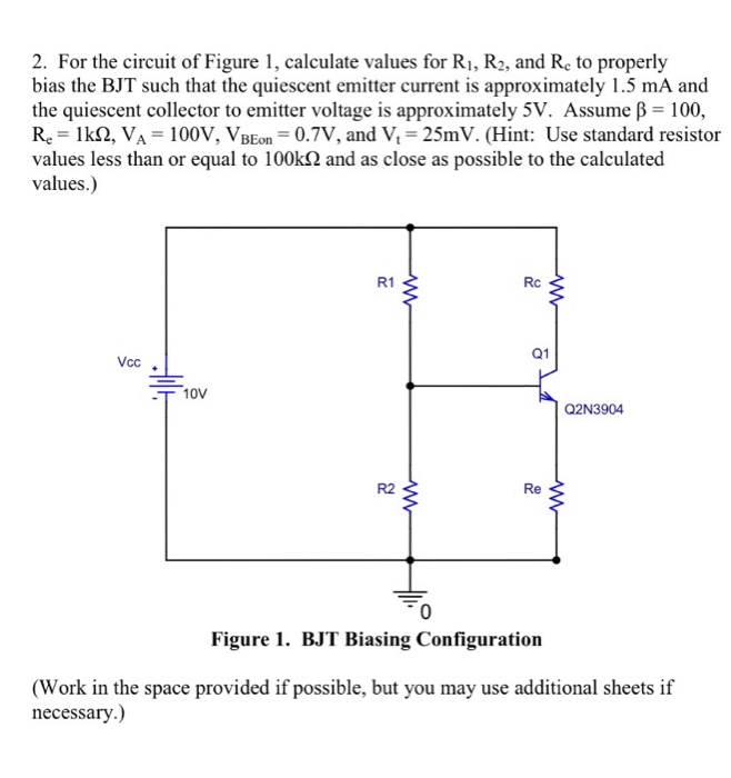 Solved For the circuit of Figure 1, calculate values for | Chegg.com