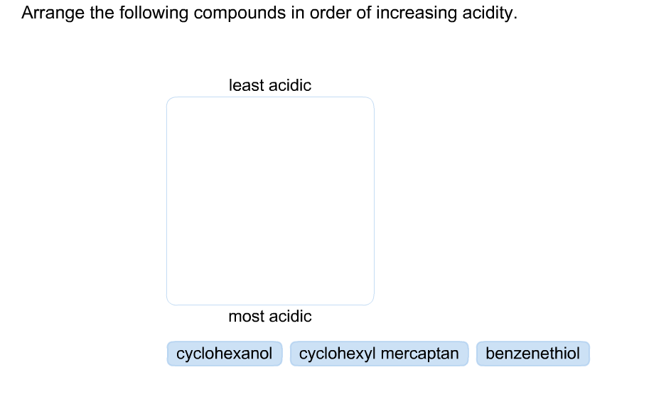Solved Arrange the following compounds in order of | Chegg.com