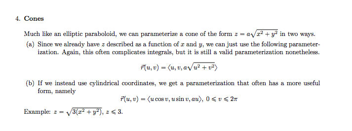 Solved For each example, state the parameterization that you | Chegg.com