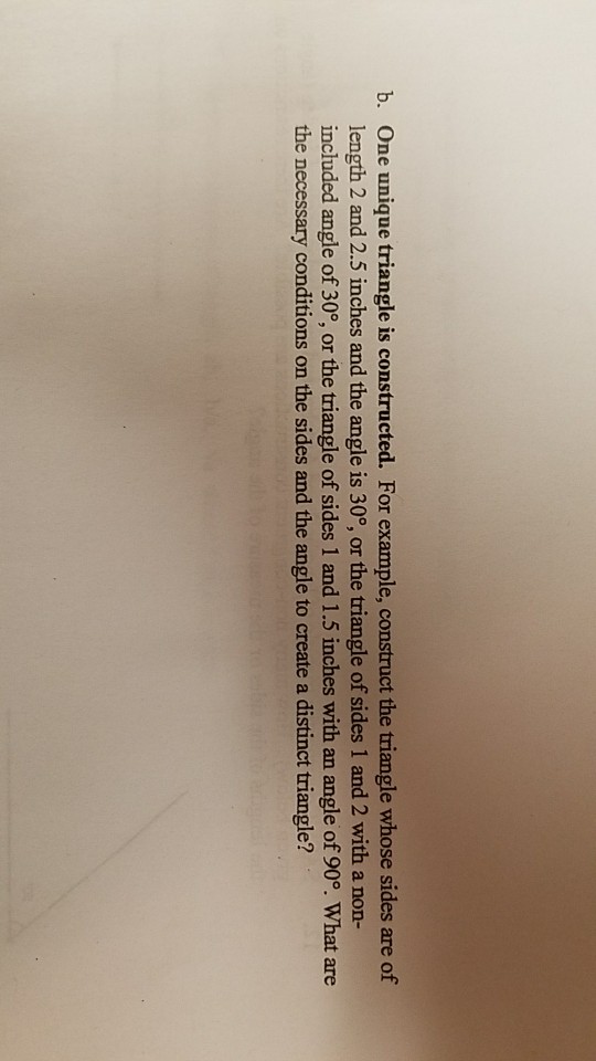 Solved One unique triangle is constructed. For example, | Chegg.com