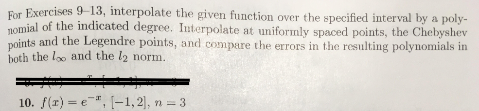 Interpolate The Given Function Over The Specified Chegg