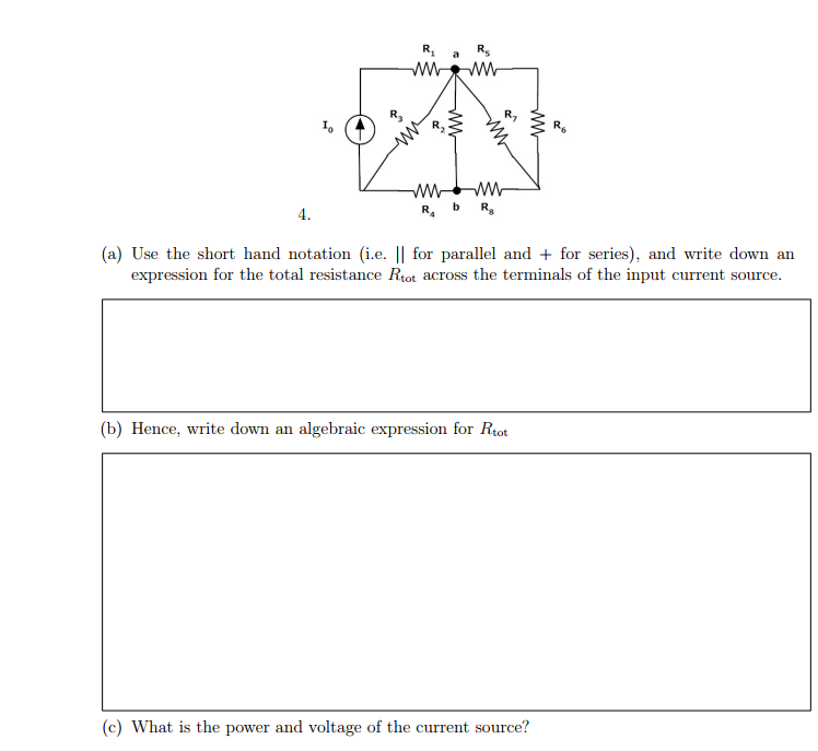 Solved (a) Use the short hand notation (i.e.|| for | Chegg.com