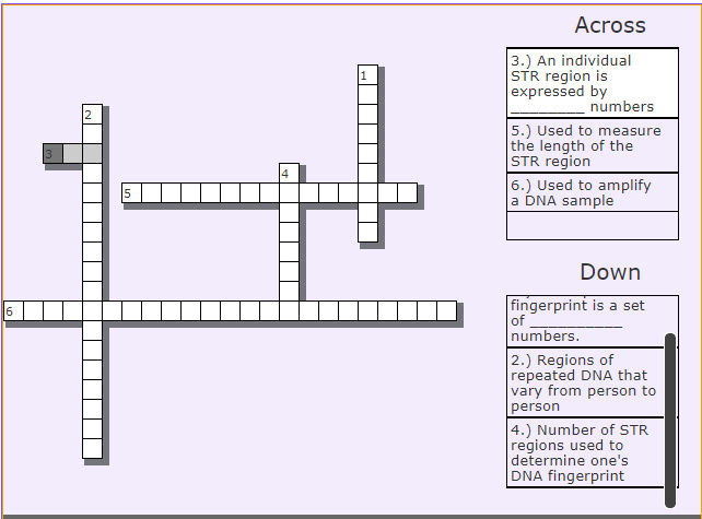 Solved Across 3.) An individual STR region is expressed by | Chegg.com