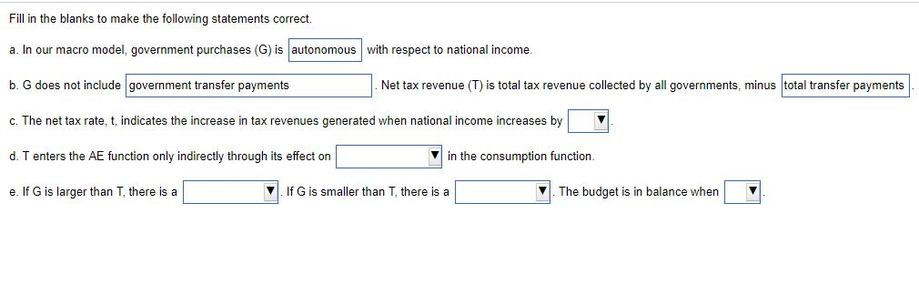 Solved Fill in the blanks to make the following statements | Chegg.com