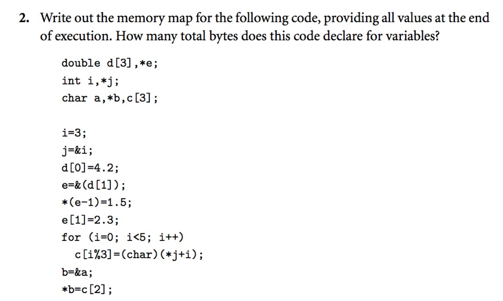 2. Write out the memory map for the following code, | Chegg.com