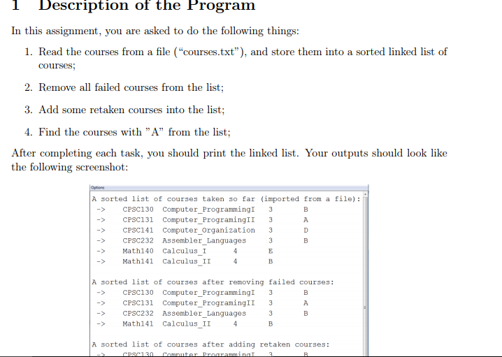 Solved 1 Description Of The Program In This Assignment You 5157