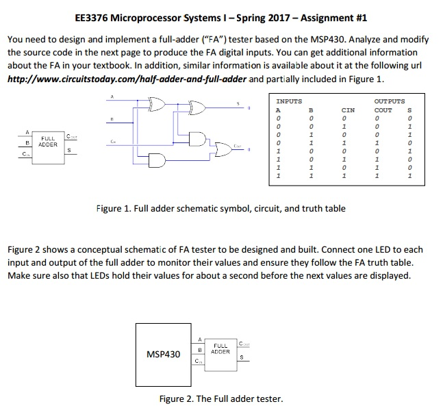 Solved You need to design and implement a full-adder ("FA") | Chegg.com